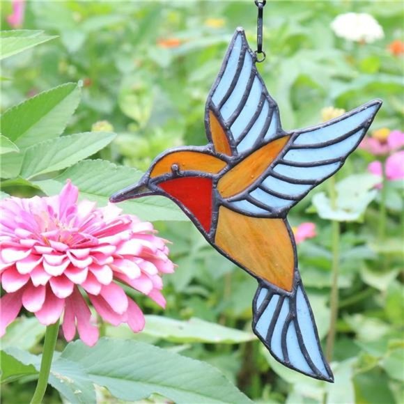 Accents | Stained Glass Bird Window Hanging Sun Catcherbird Decoration ...